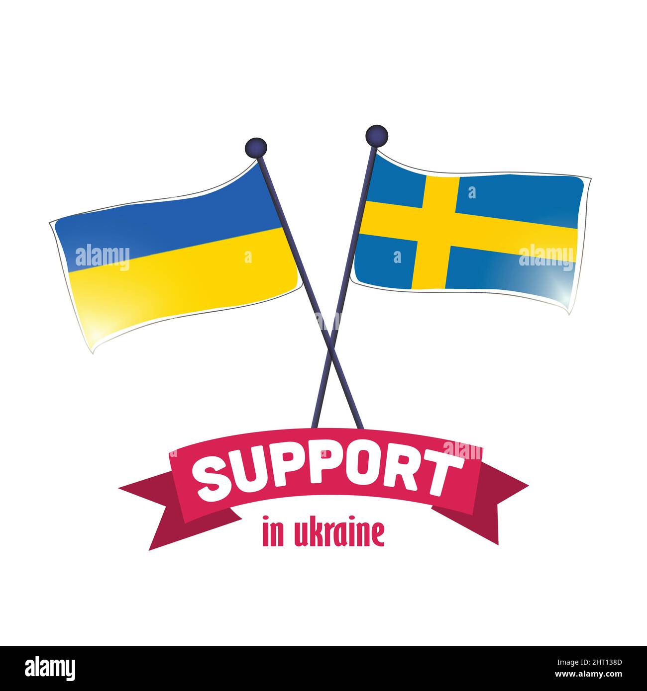 Concept of Sweden supported to save Ukraine. Flags of Sweden and ...