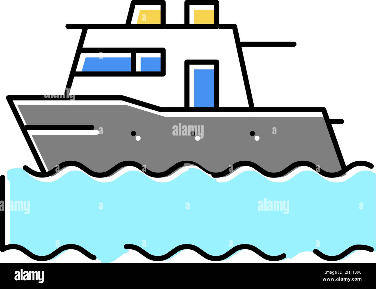 boat floating in sea color icon vector illustration Stock Vector Image ...