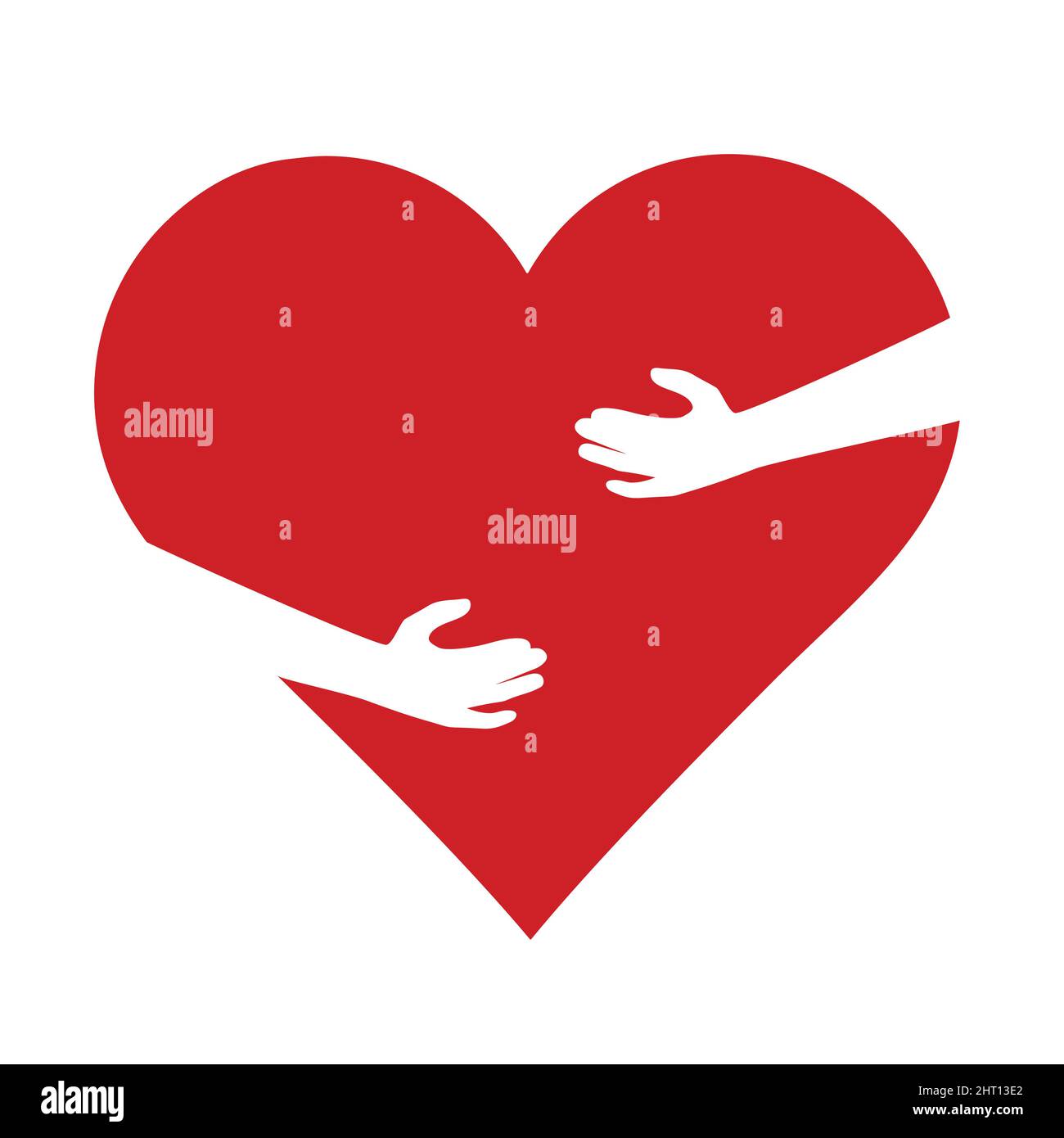 Hugging heart symbol. Hug yourself flat vector illustration Stock ...