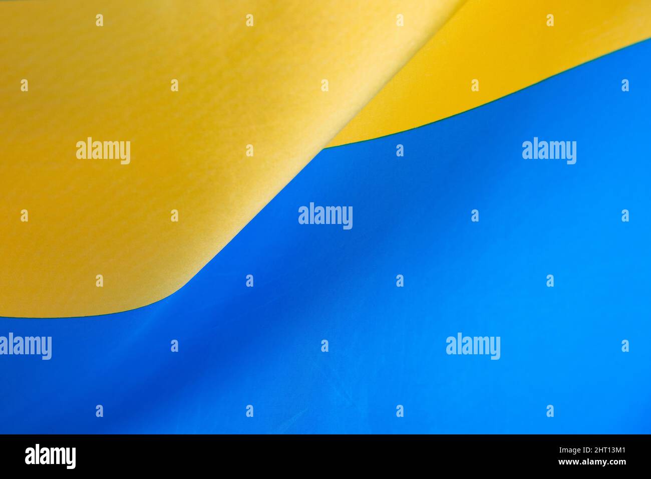 Flag of Ukraine, UA. Blue and yellow colors. Close up shot, background ...