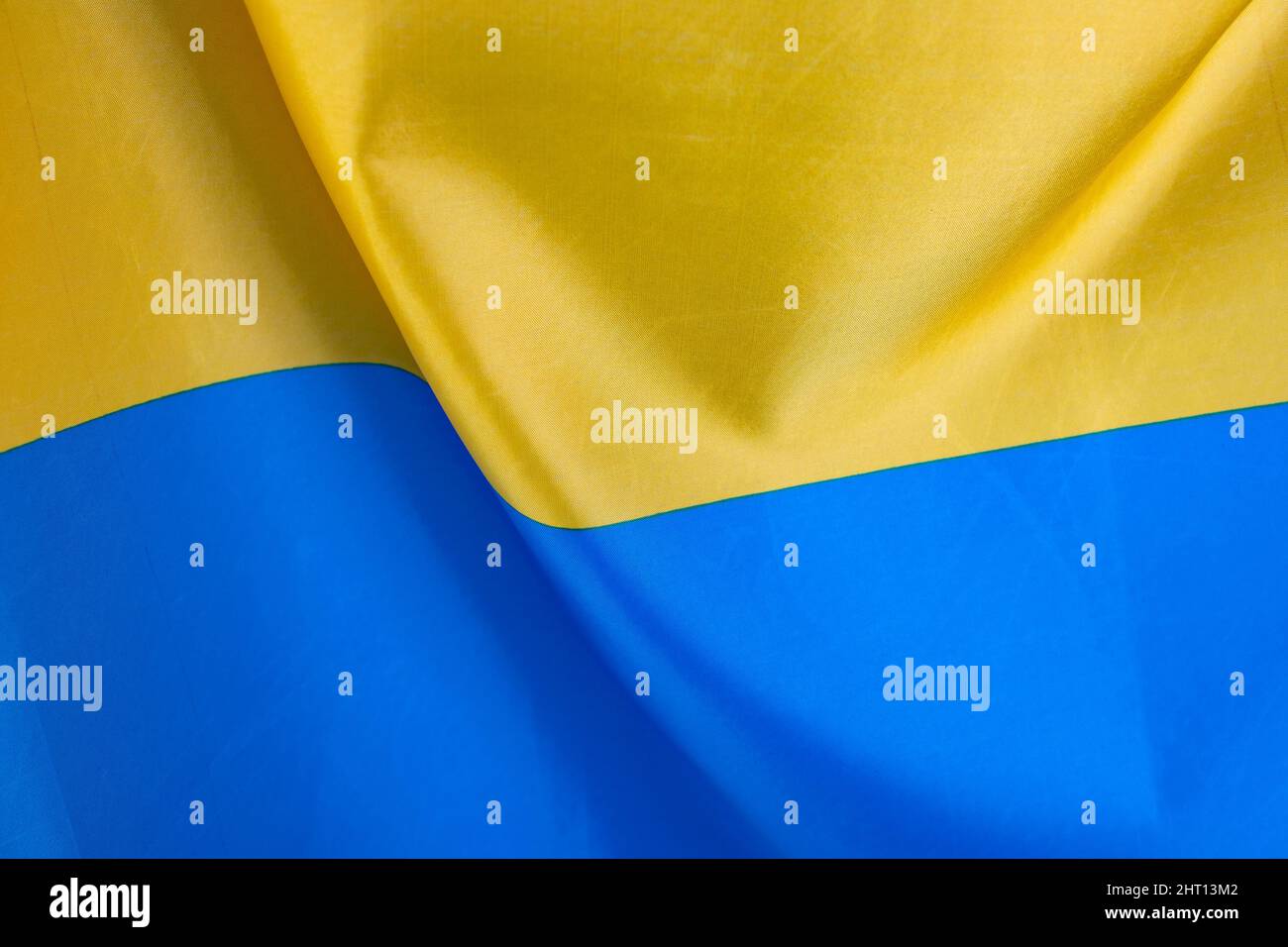Flag of Ukraine, UA. Blue and yellow colors. Close up shot, background ...
