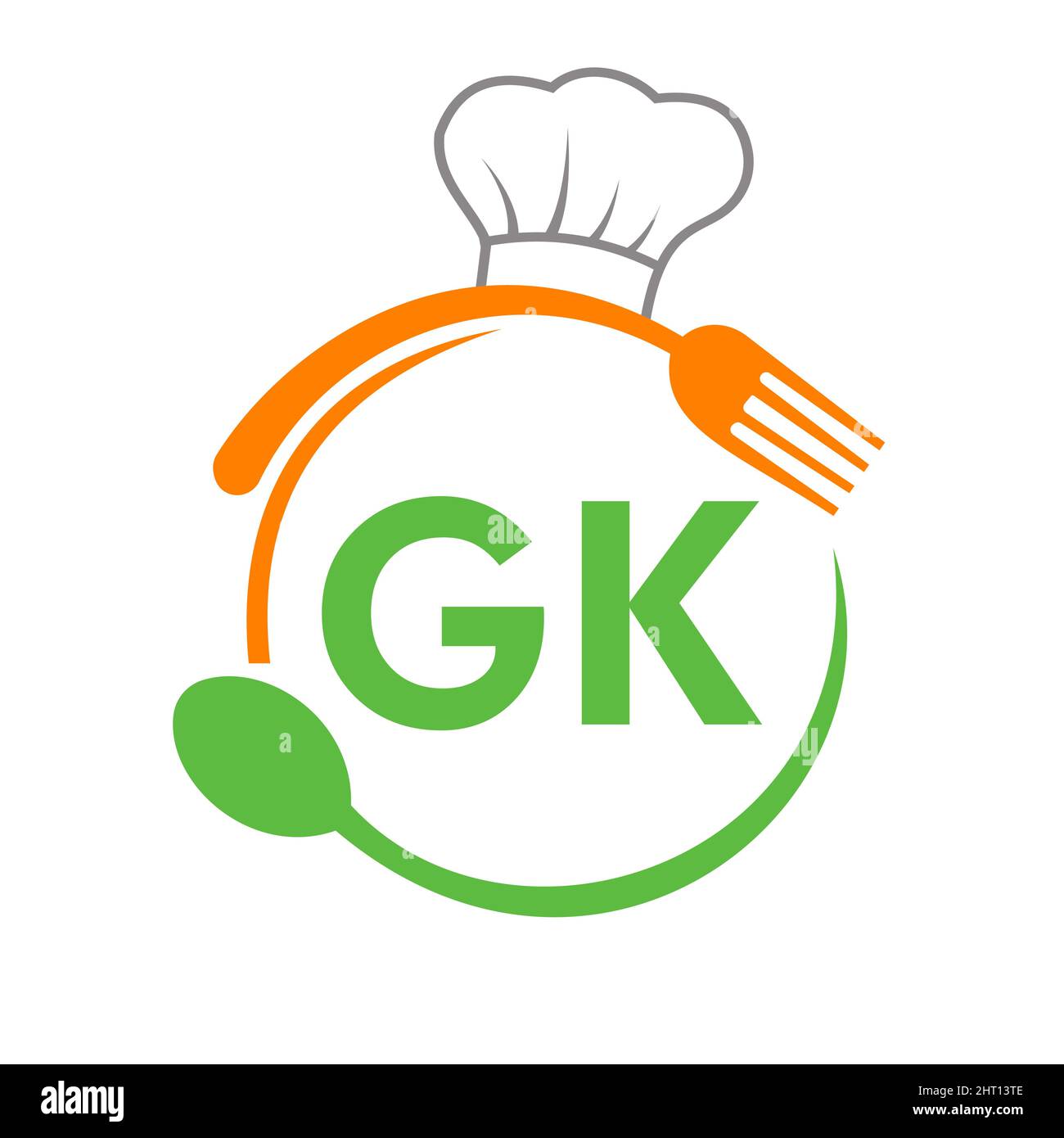 Letter GK Restaurant Logo with Chef Hat Spoon And Fork Template ...