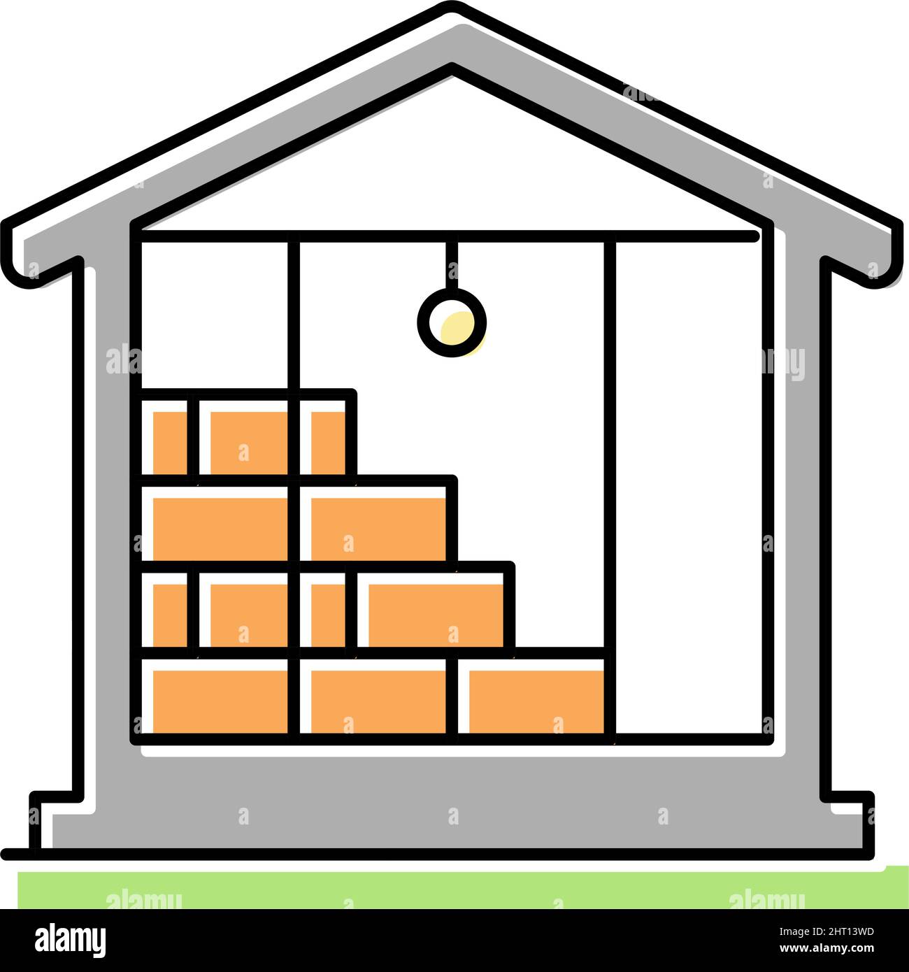 inside wall insulation with mineral wool color icon vector illustration ...