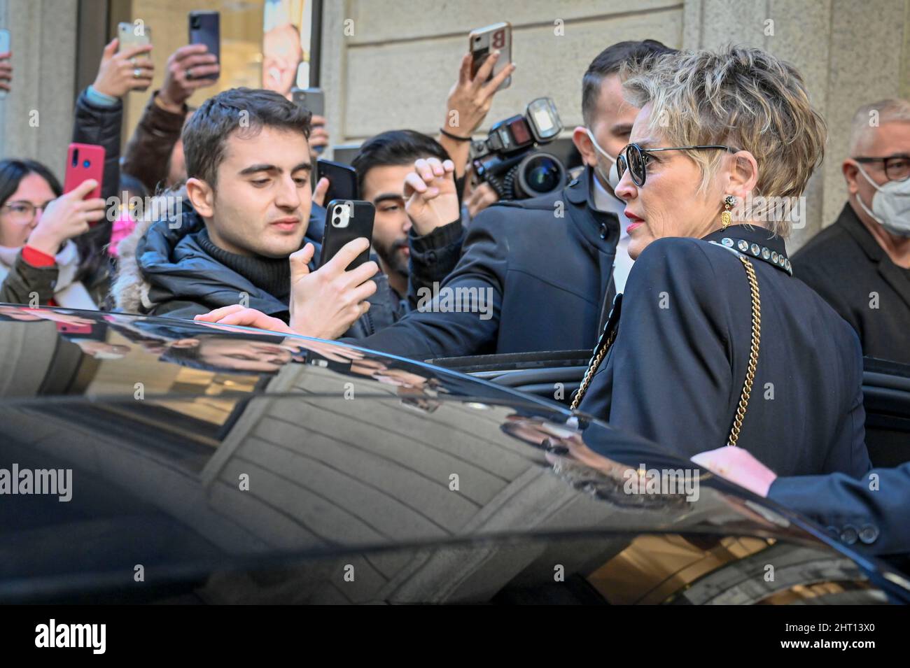 Milan, Italy. 26th Feb, 2022. Milan, SHARON STONE arrives in the Dolce ...