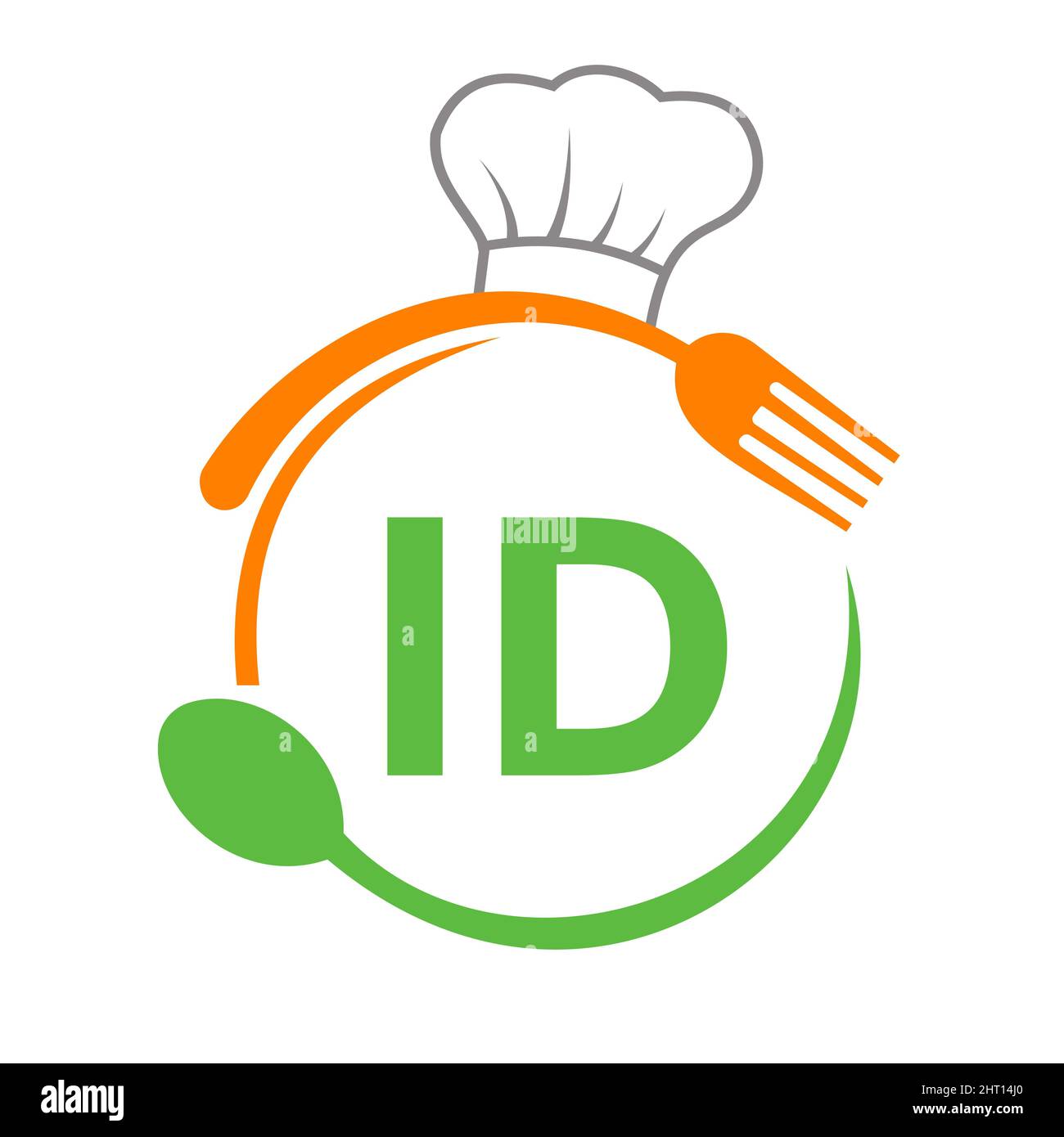 Letter ID Restaurant Logo with Chef Hat Spoon And Fork Template ...