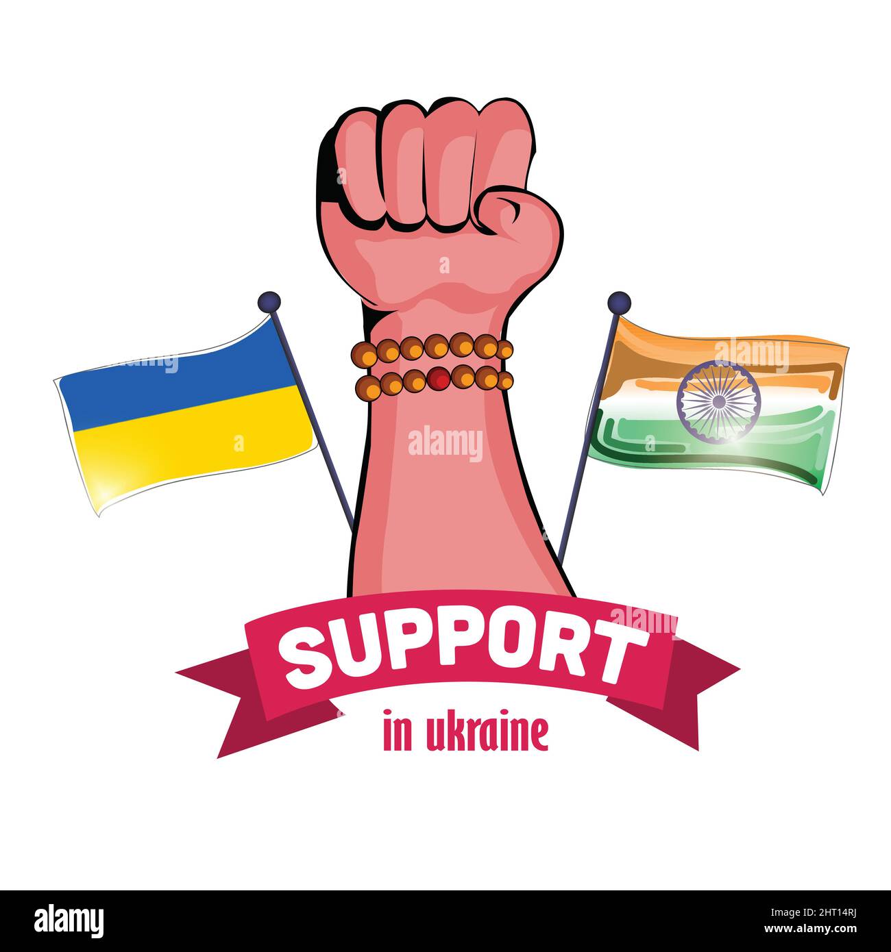 Revolution hand poster, India and Ukraine Crossed Flags on white ...