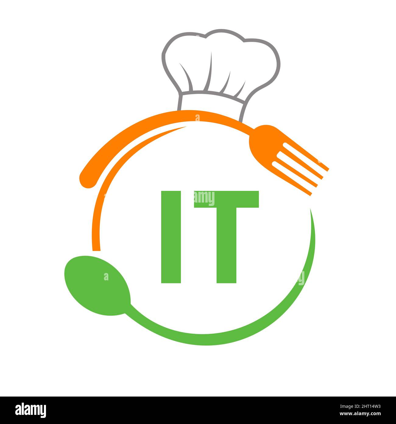 Letter IT Restaurant Logo with Chef Hat Spoon And Fork Template ...