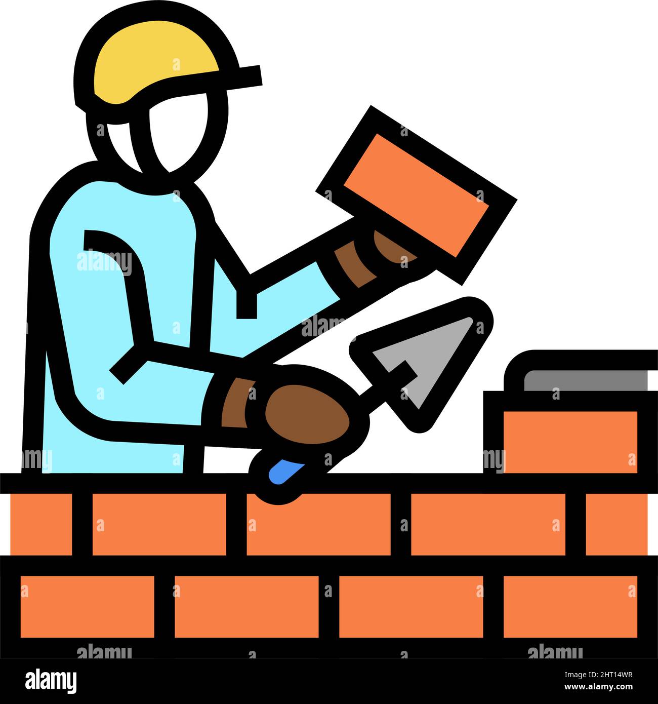 builder building with brick color icon vector illustration Stock Vector ...