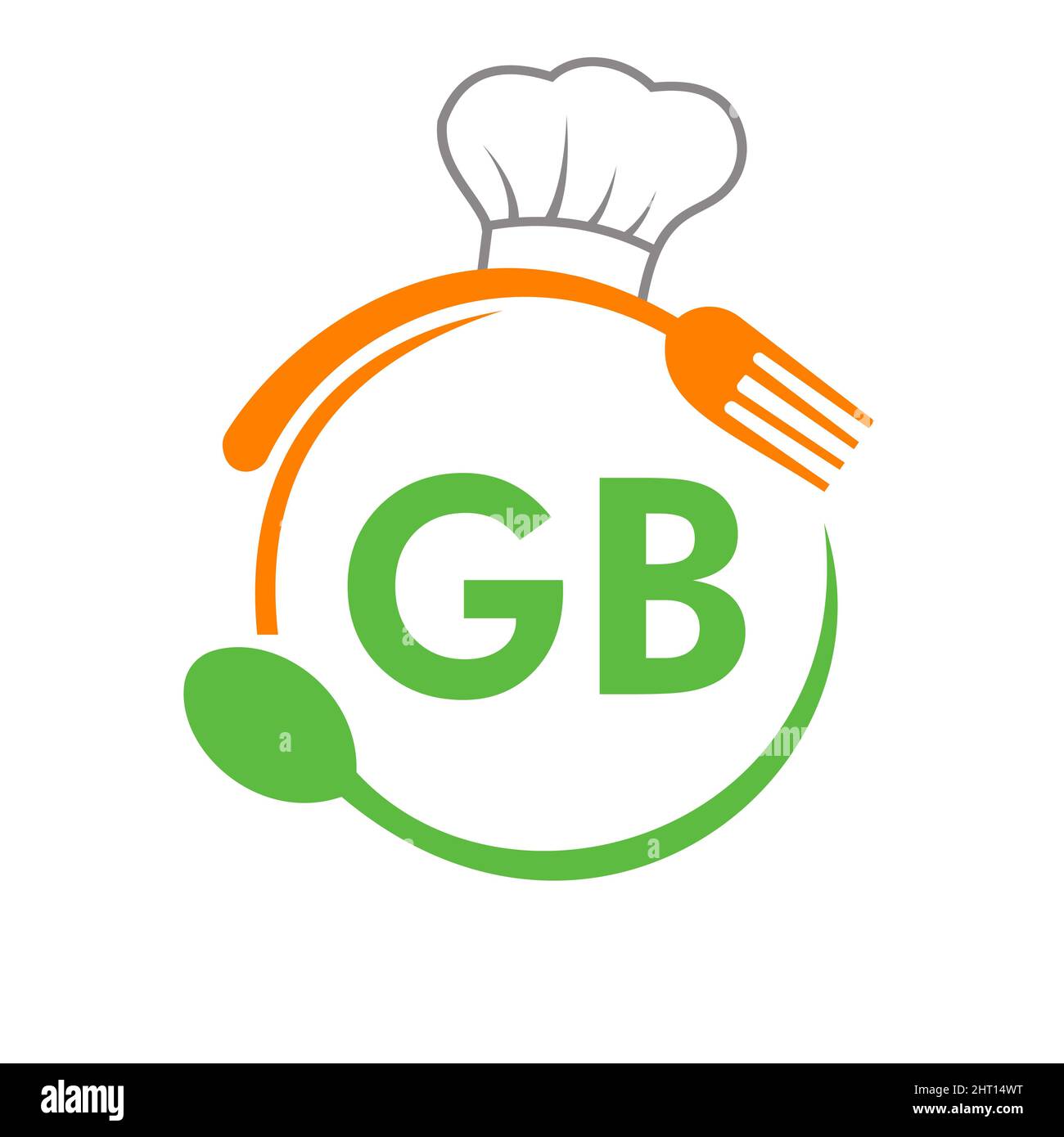 Letter GB Restaurant Logo with Chef Hat Spoon And Fork Template ...