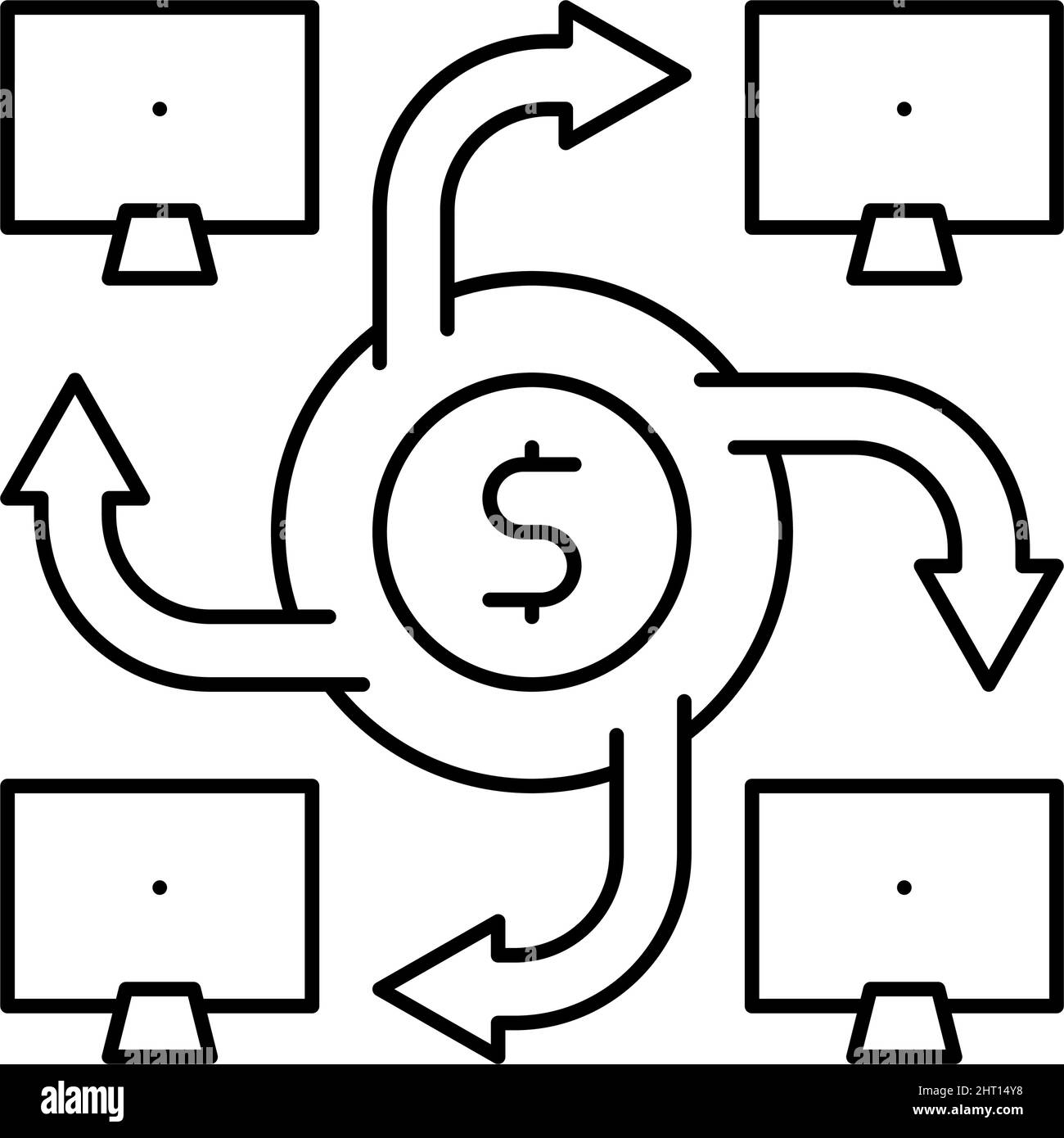 p2p finance system line icon vector illustration Stock Vector Image ...