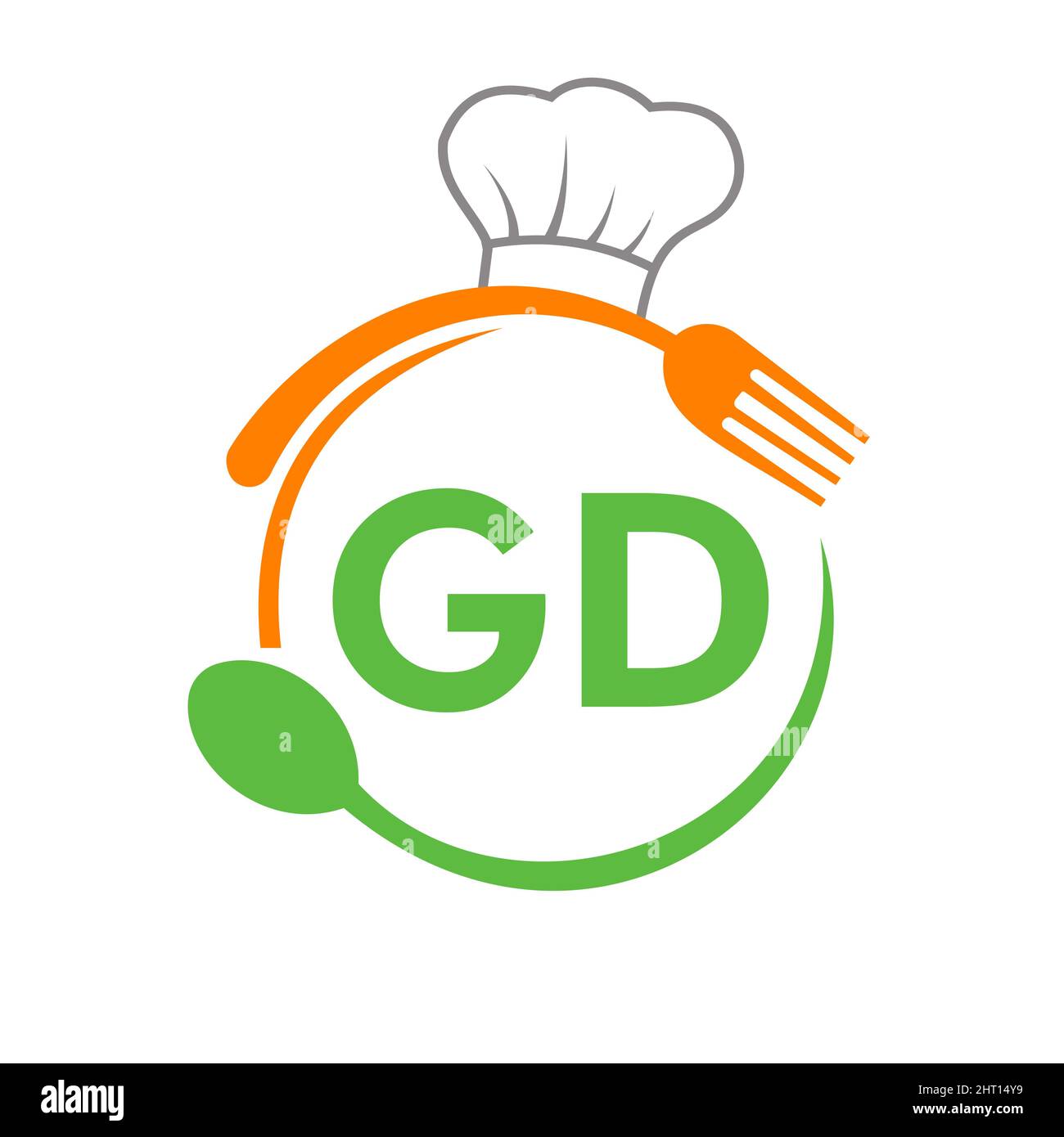 Letter GD Restaurant Logo with Chef Hat Spoon And Fork Template ...