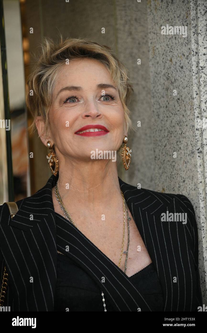 Milan, Sharon Stone arrives in the Dolce & Gabbana store in via ...
