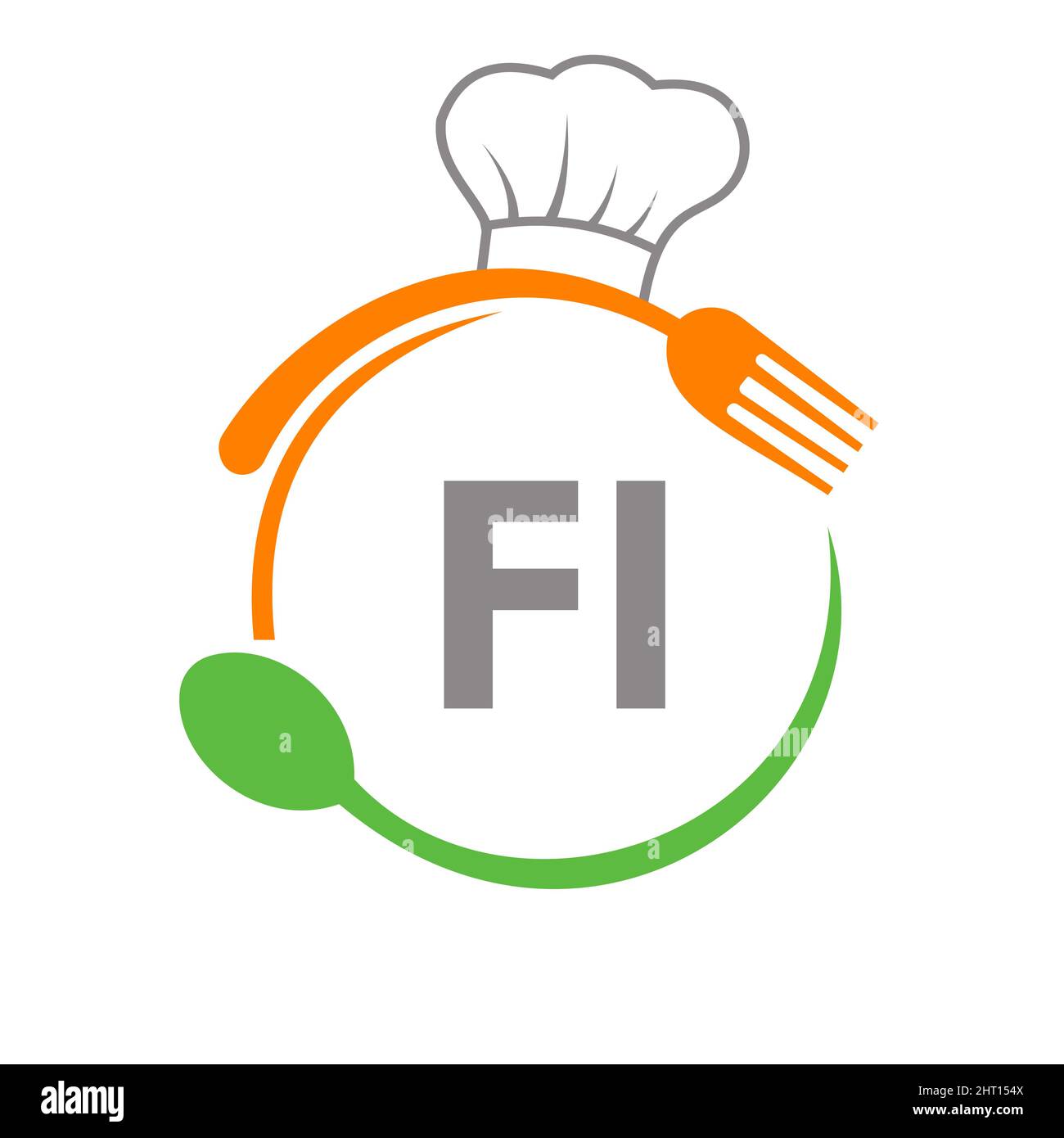 Letter FI Restaurant Logo with Chef Hat Spoon And Fork Template ...