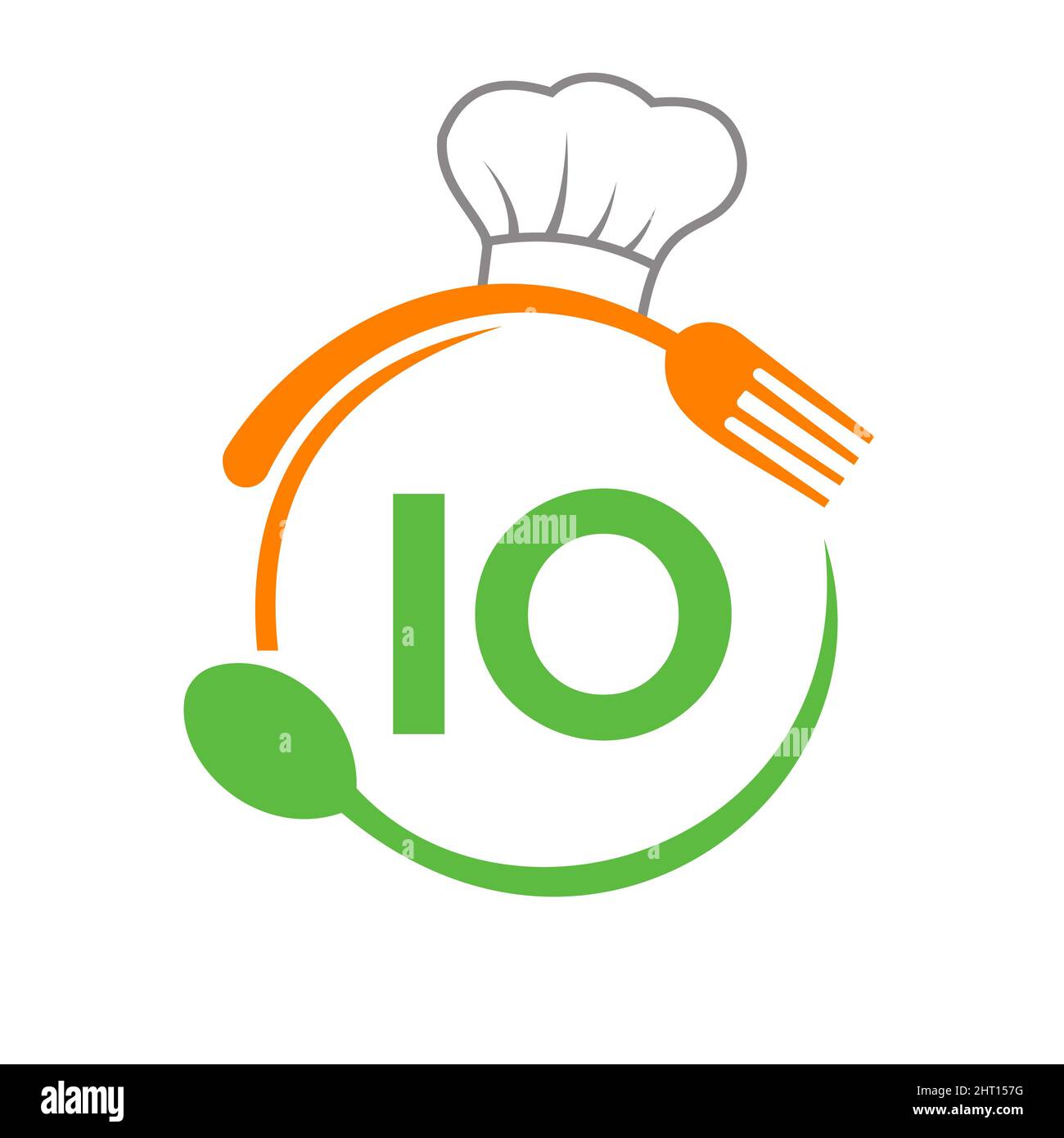Letter IO Restaurant Logo with Chef Hat Spoon And Fork Template ...