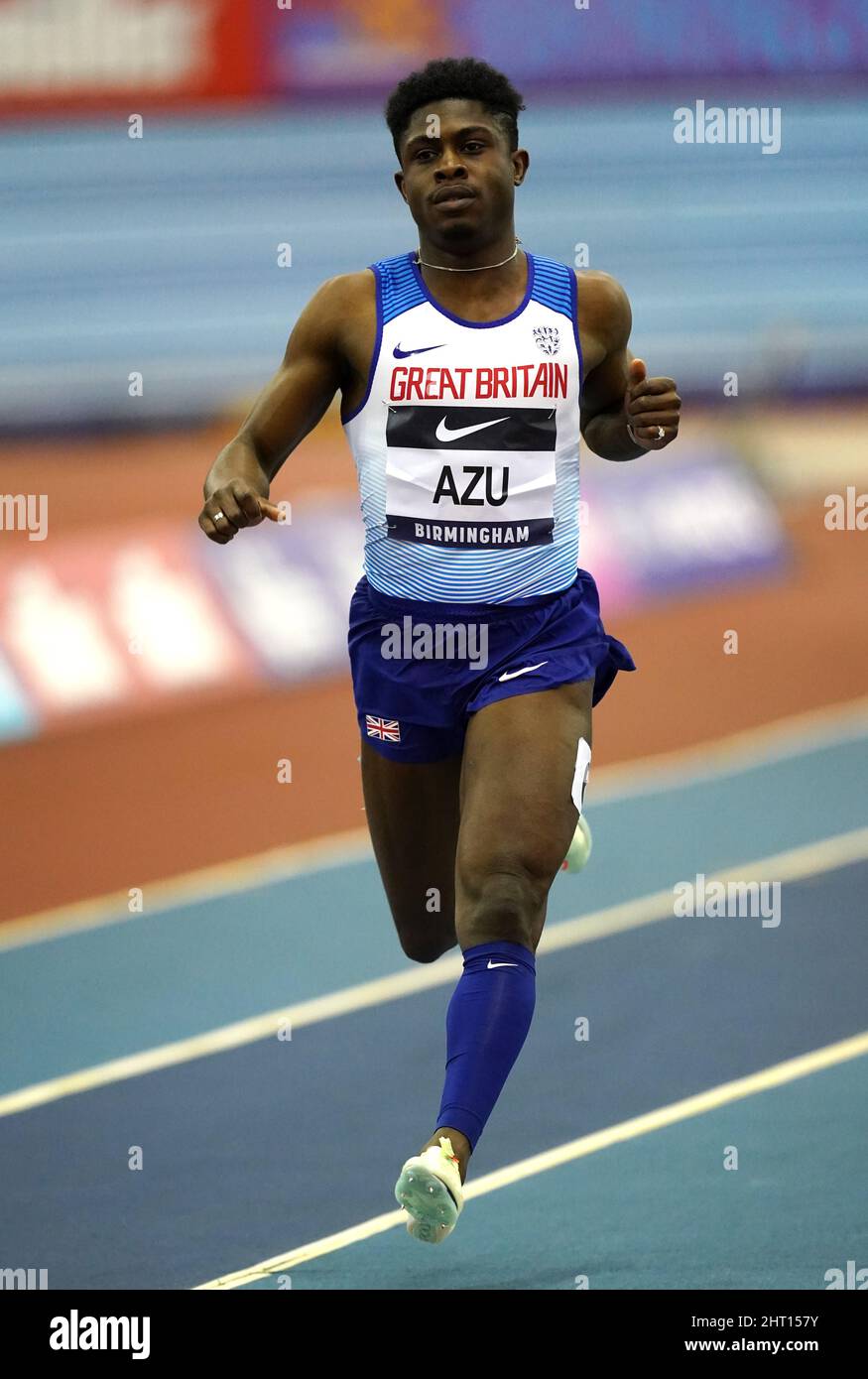 Jeremiah Azu during the Men's 60m Heats on day one of the UK Athletics ...