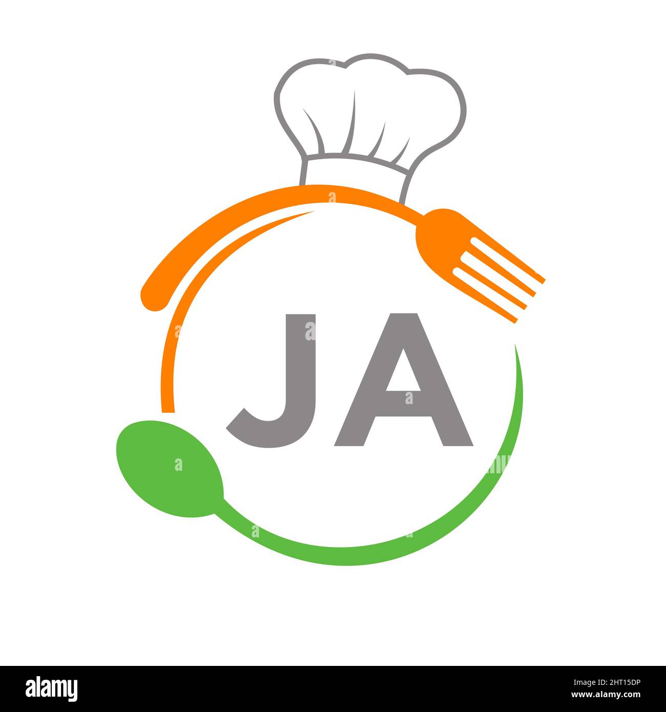 Letter JA Restaurant Logo with Chef Hat Spoon And Fork Template ...