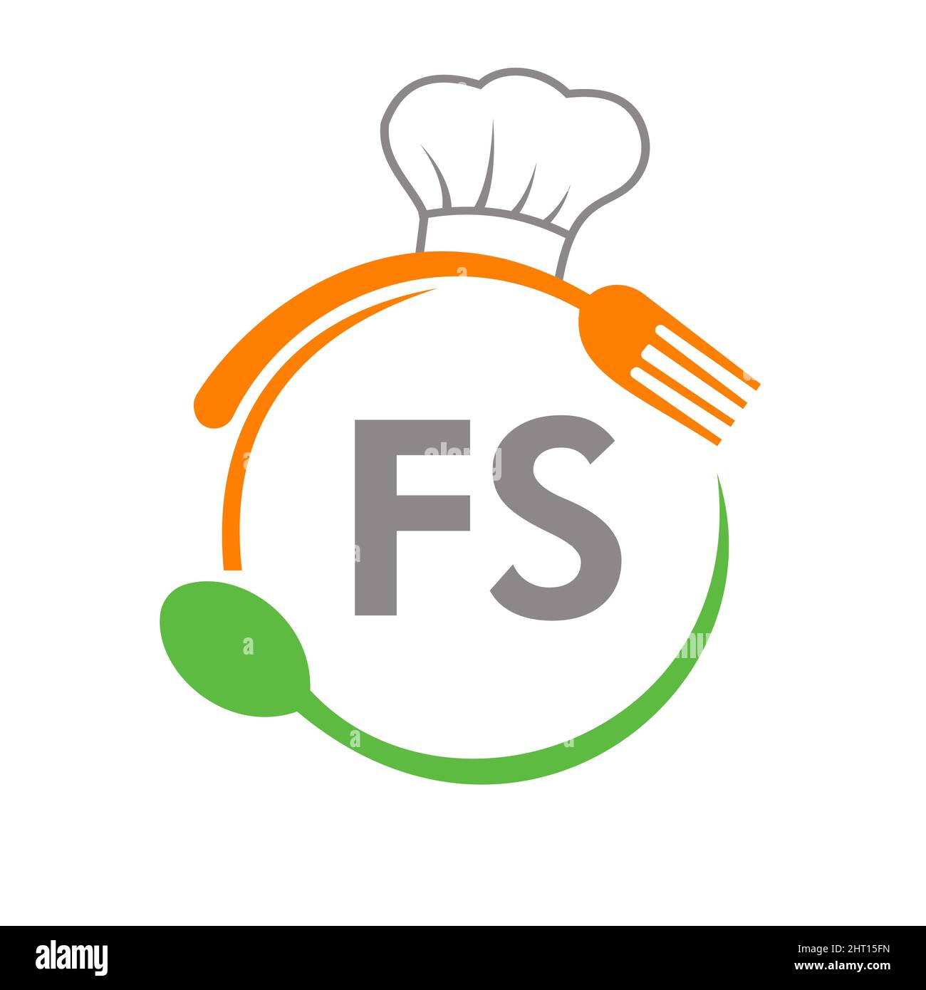 Letter FS Restaurant Logo with Chef Hat Spoon And Fork Template ...
