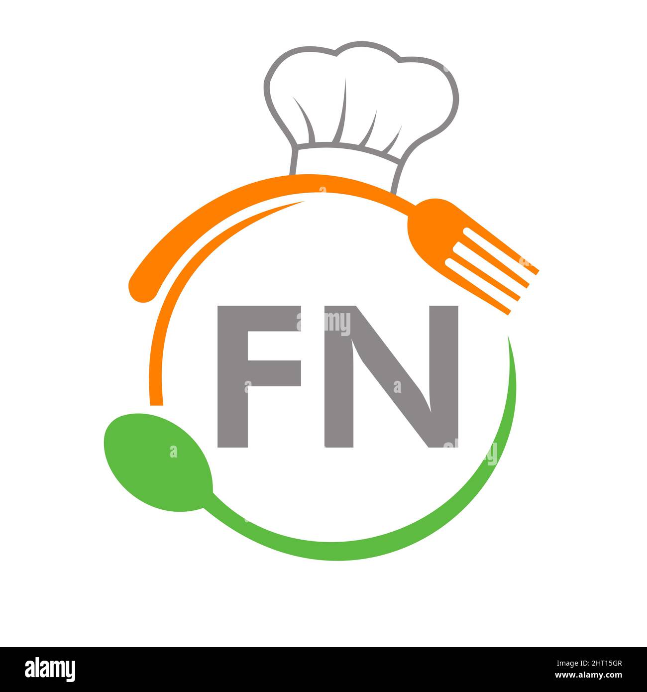 Letter FN Restaurant Logo with Chef Hat Spoon And Fork Template ...