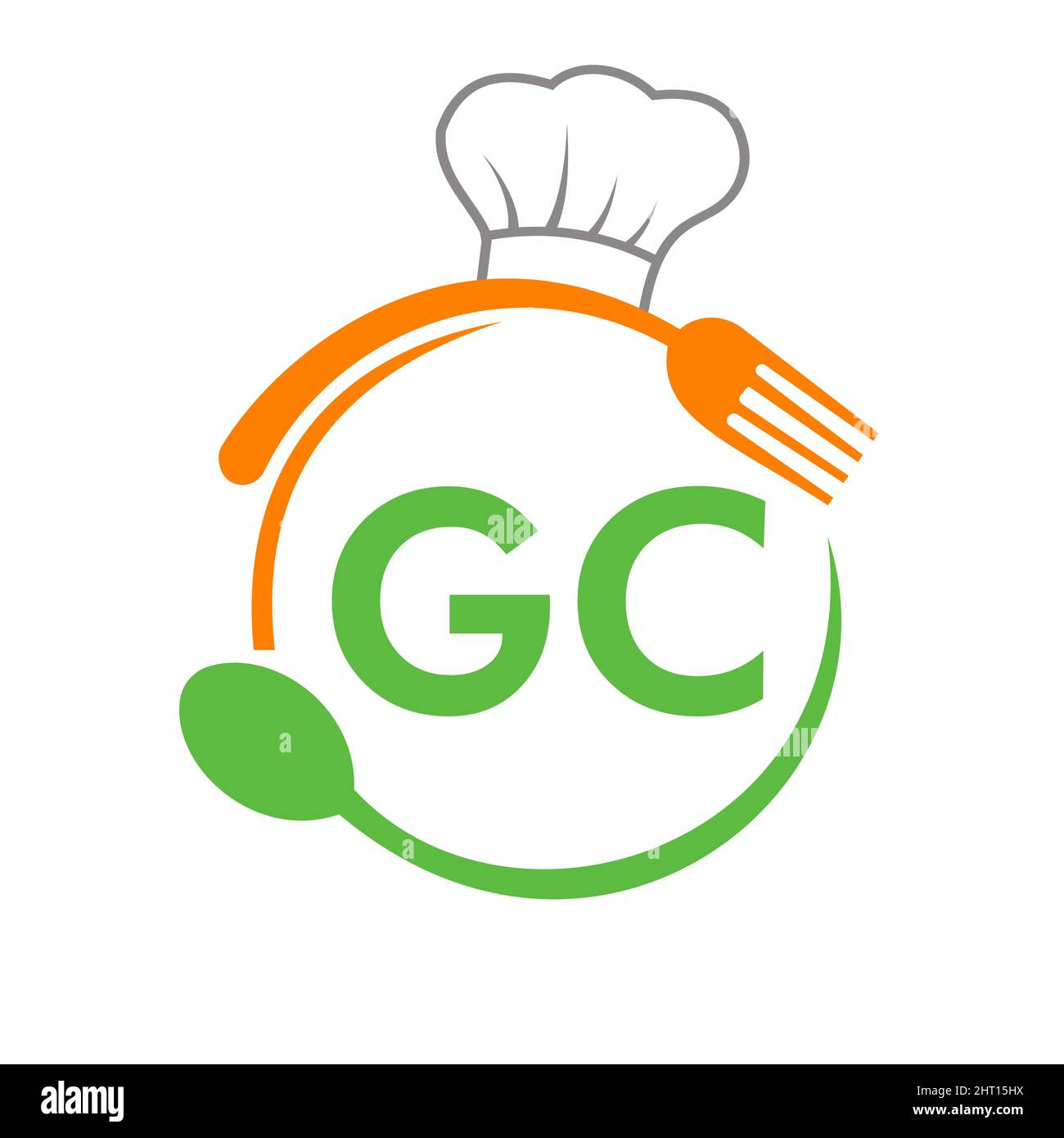 Letter GC Restaurant Logo with Chef Hat Spoon And Fork Template ...