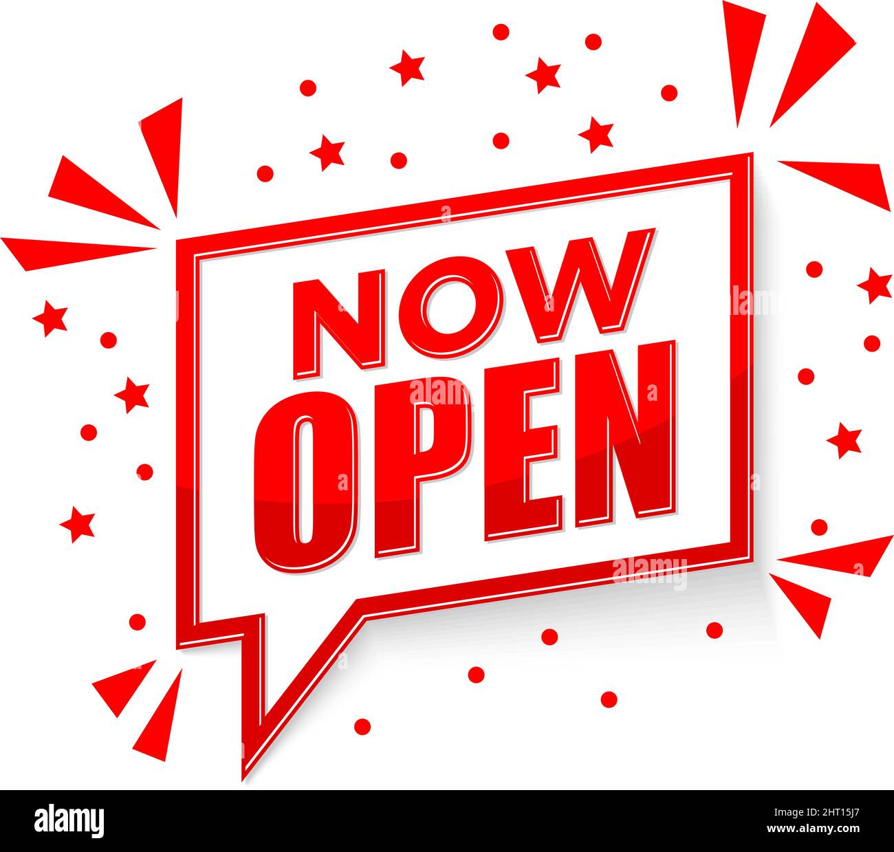 Now open notice sign. Opening celebration. Vector on transparent ...