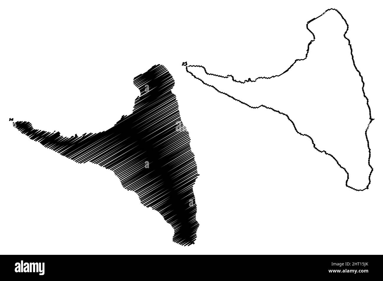 Anjouan island (Union of the Comoros) map vector illustration, scribble ...