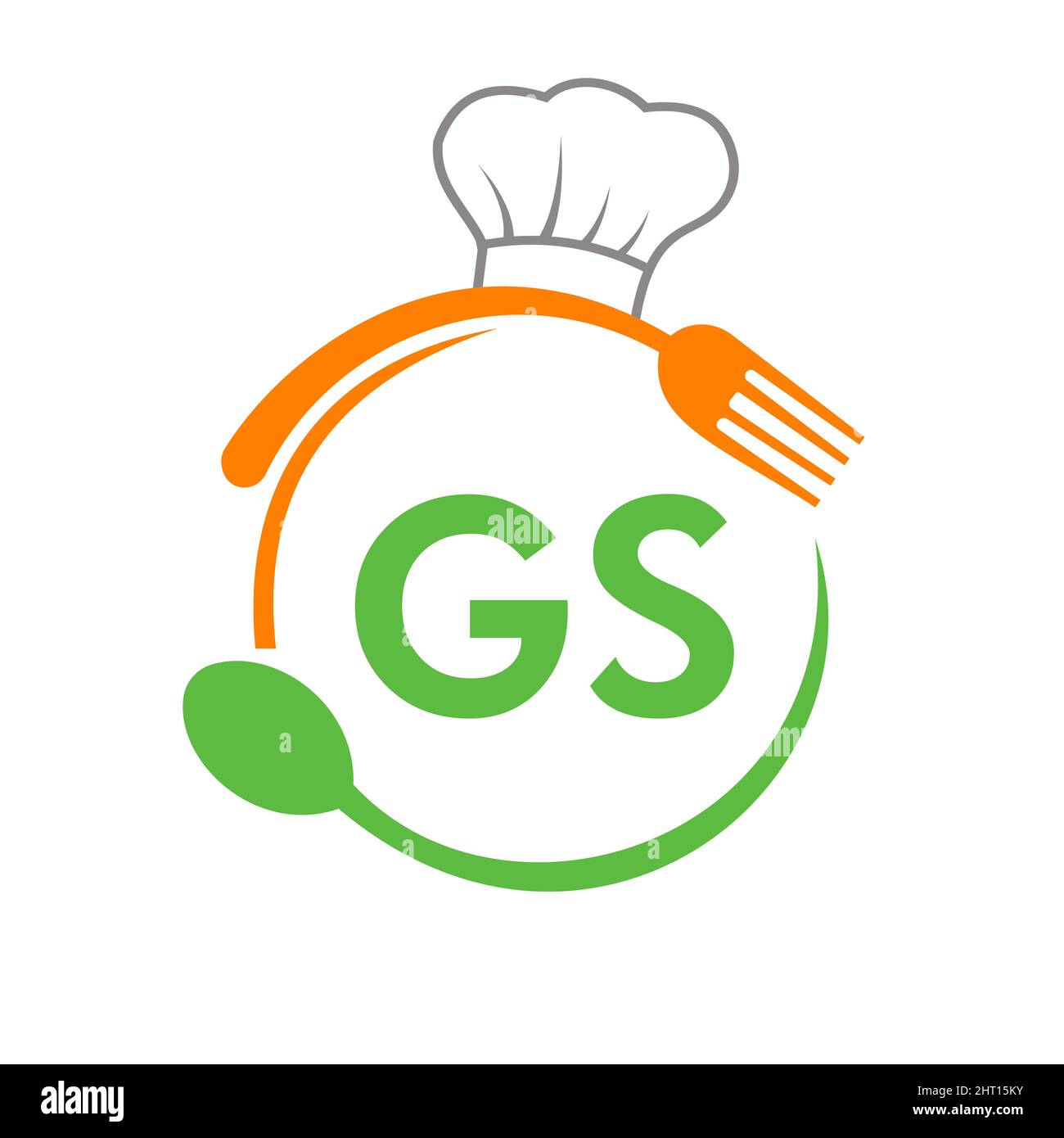 Letter GS Restaurant Logo with Chef Hat Spoon And Fork Template ...