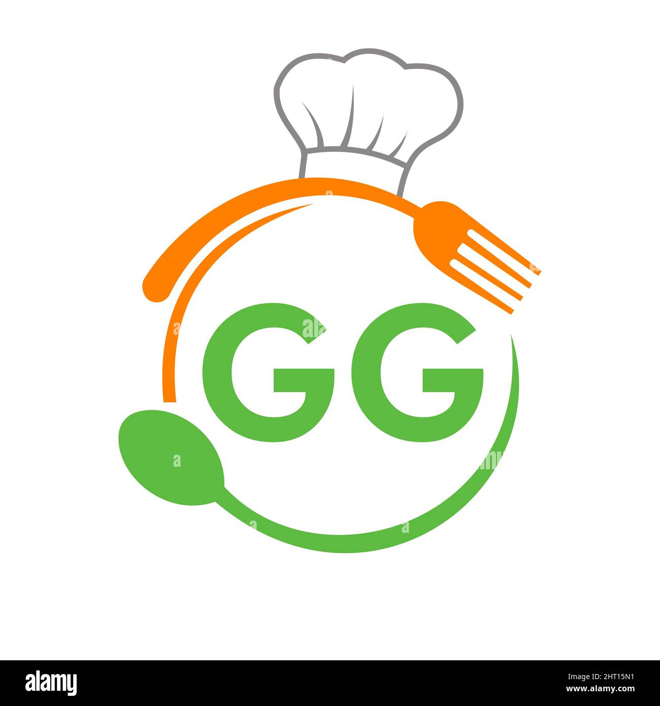 Letter GG Restaurant Logo with Chef Hat Spoon And Fork Template ...