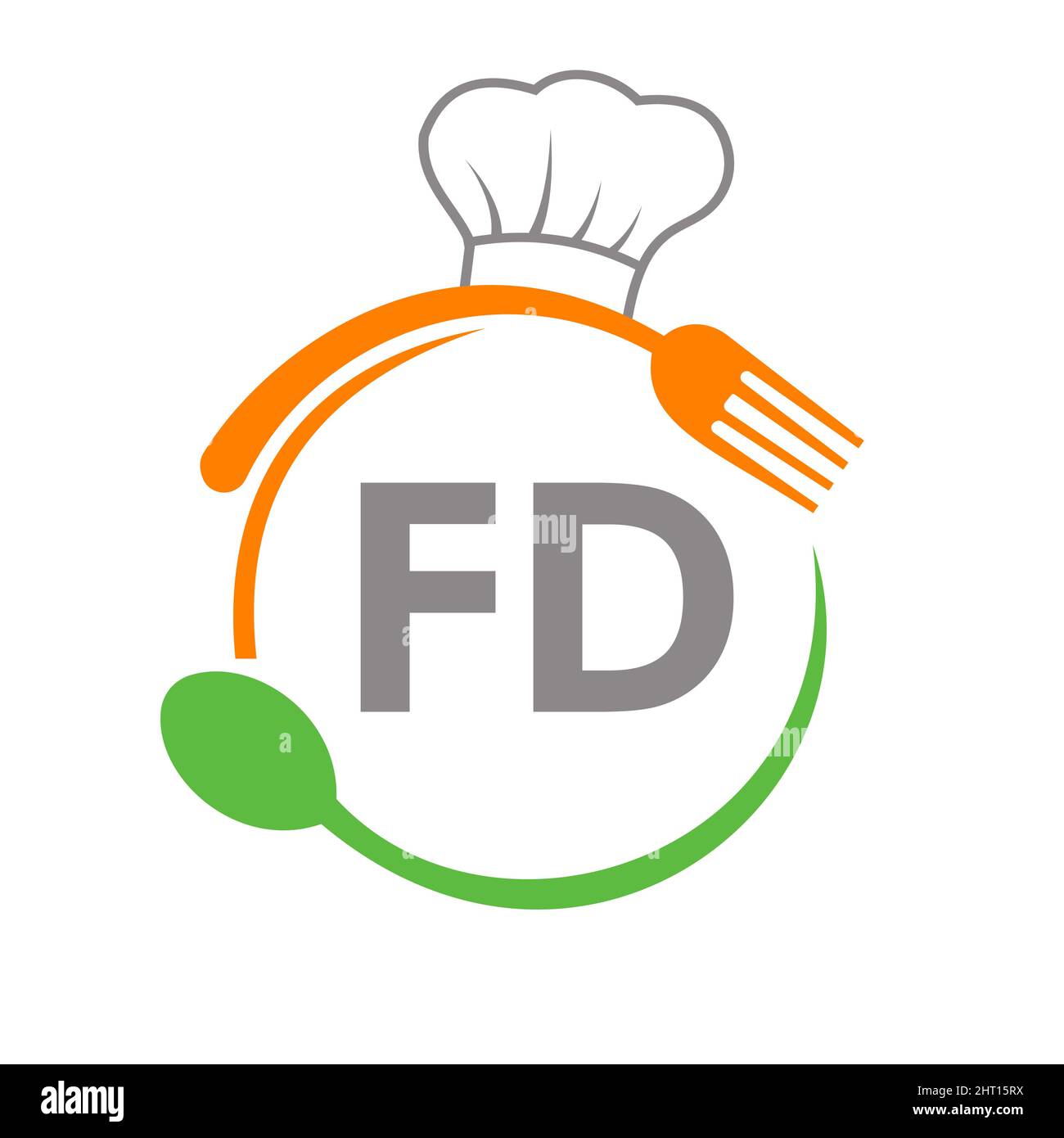 Letter FD Restaurant Logo with Chef Hat Spoon And Fork Template ...