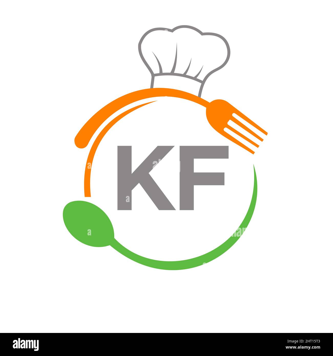 Letter KF Restaurant Logo with Chef Hat Spoon And Fork Template ...