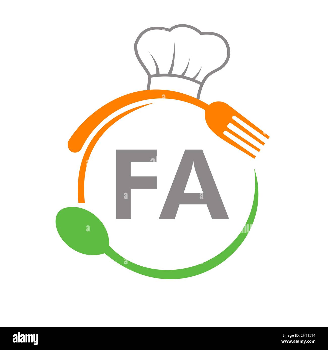 Letter FA Restaurant Logo with Chef Hat Spoon And Fork Template ...