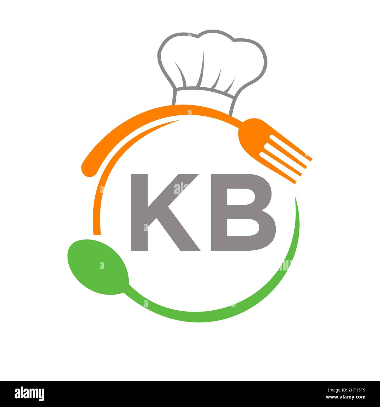 Letter KB Restaurant Logo with Chef Hat Spoon And Fork Template ...