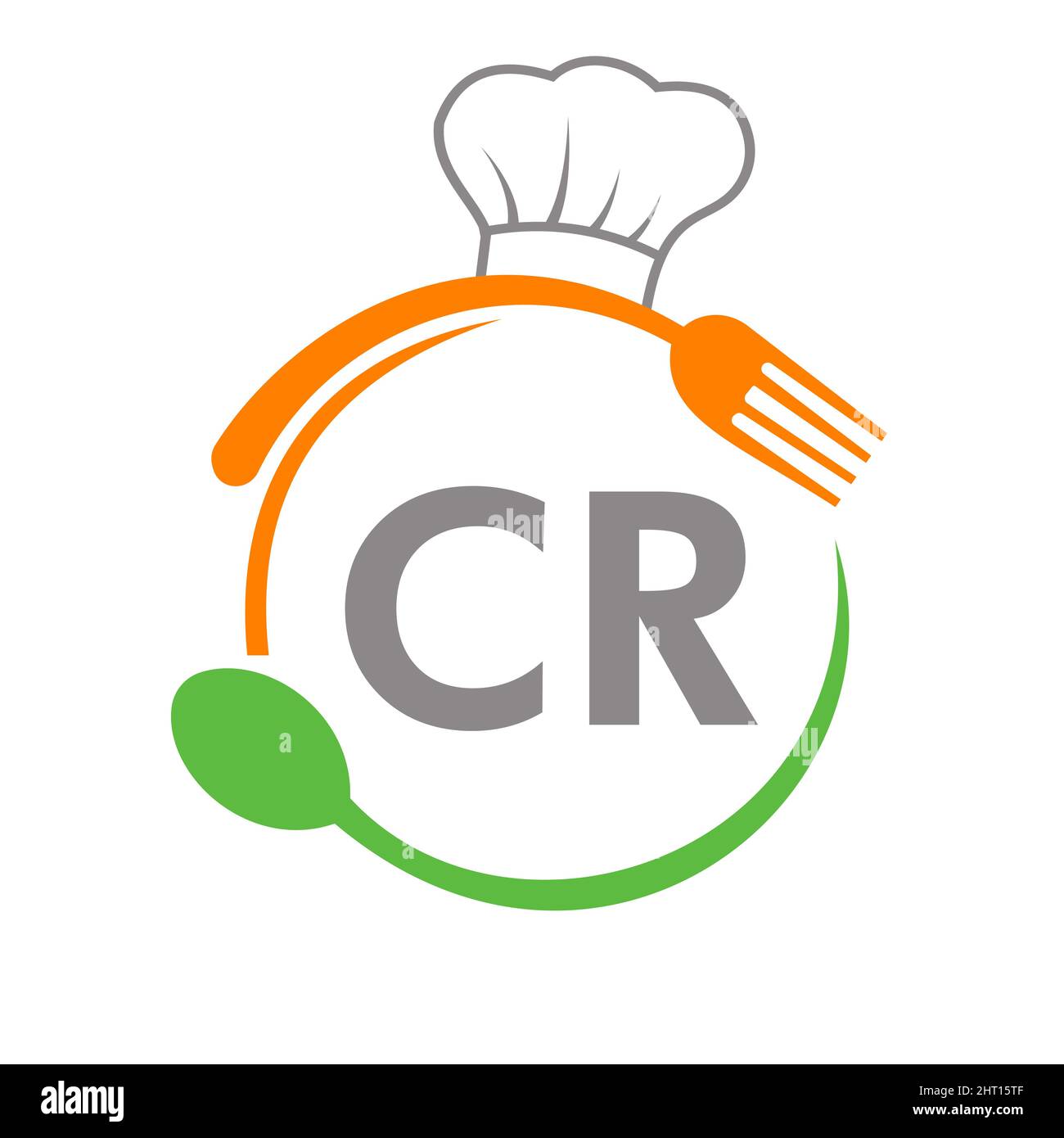 Letter CR Restaurant Logo with Chef Hat Spoon And Fork Template ...