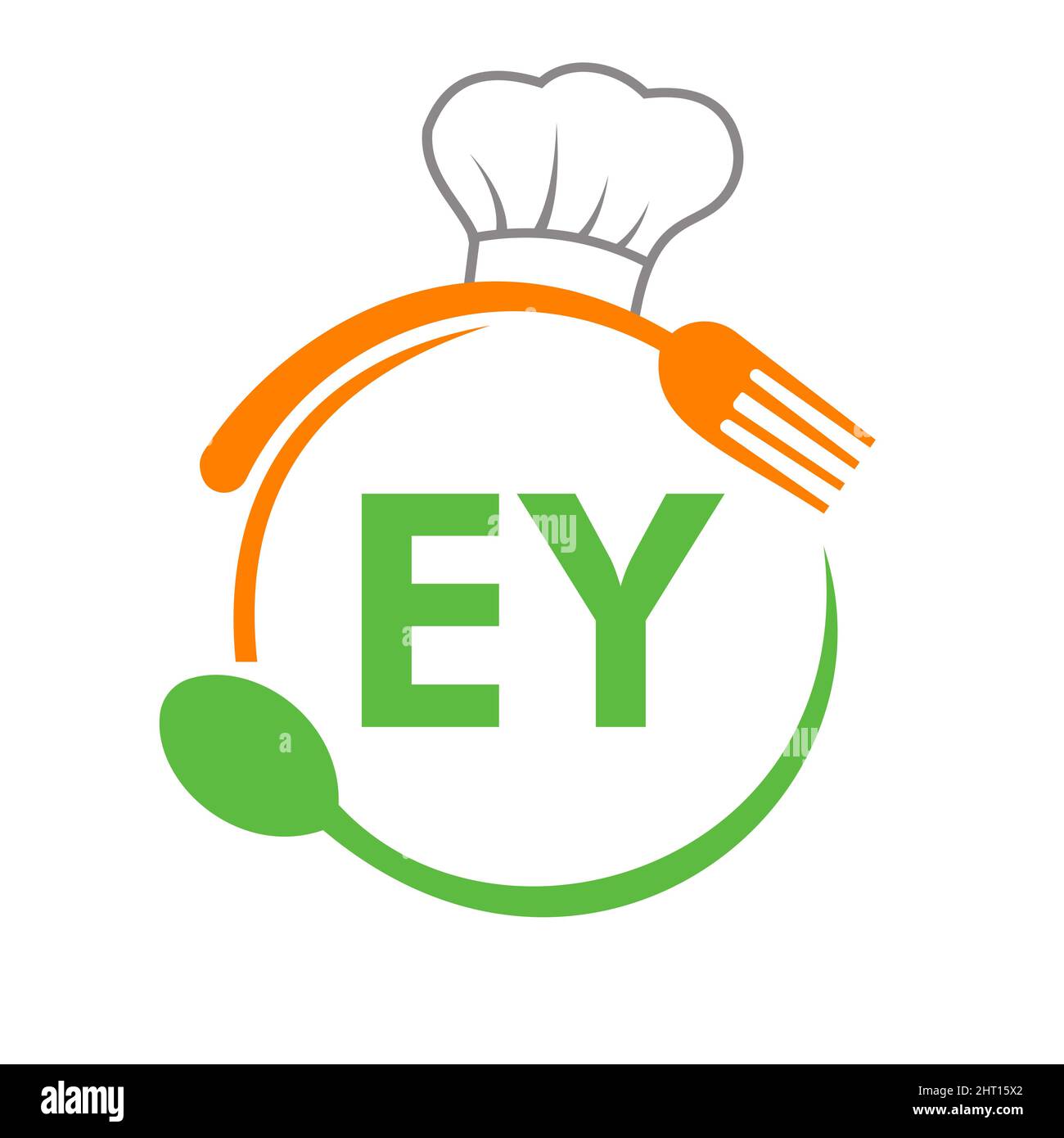 Letter EY Restaurant Logo with Chef Hat Spoon And Fork Template ...