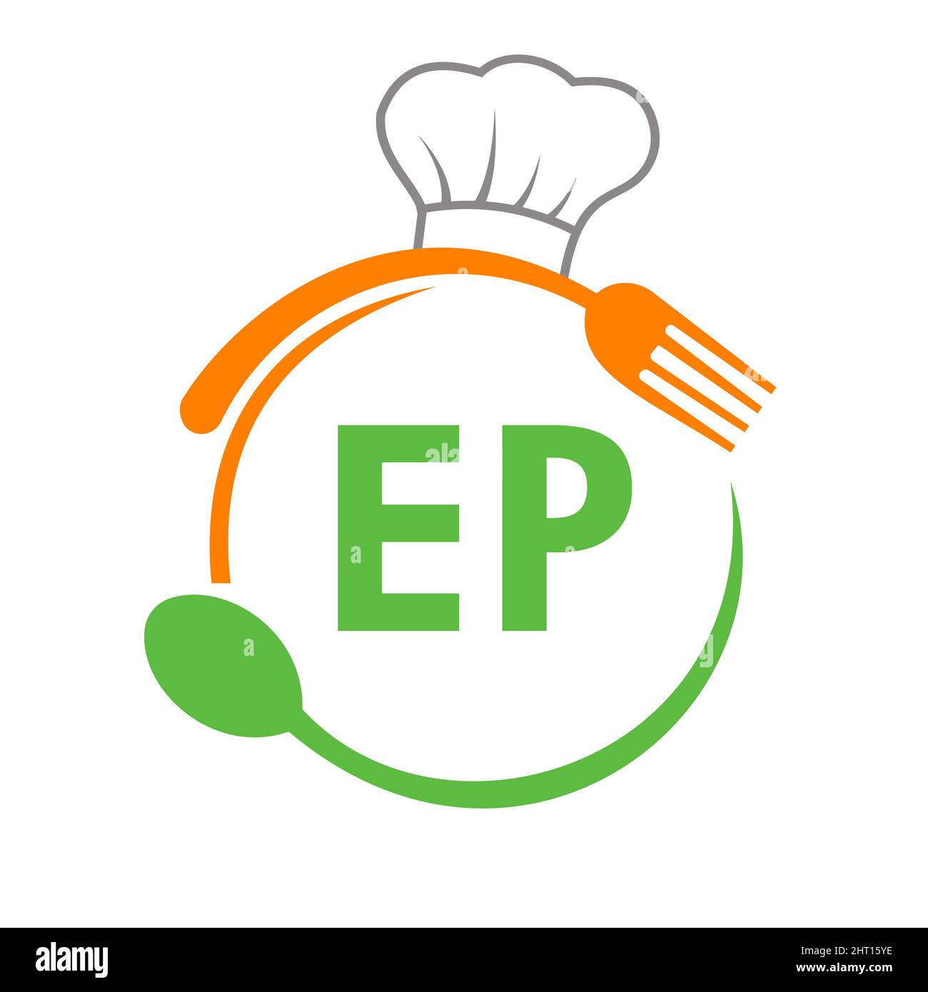 Letter EP Restaurant Logo with Chef Hat Spoon And Fork Template ...
