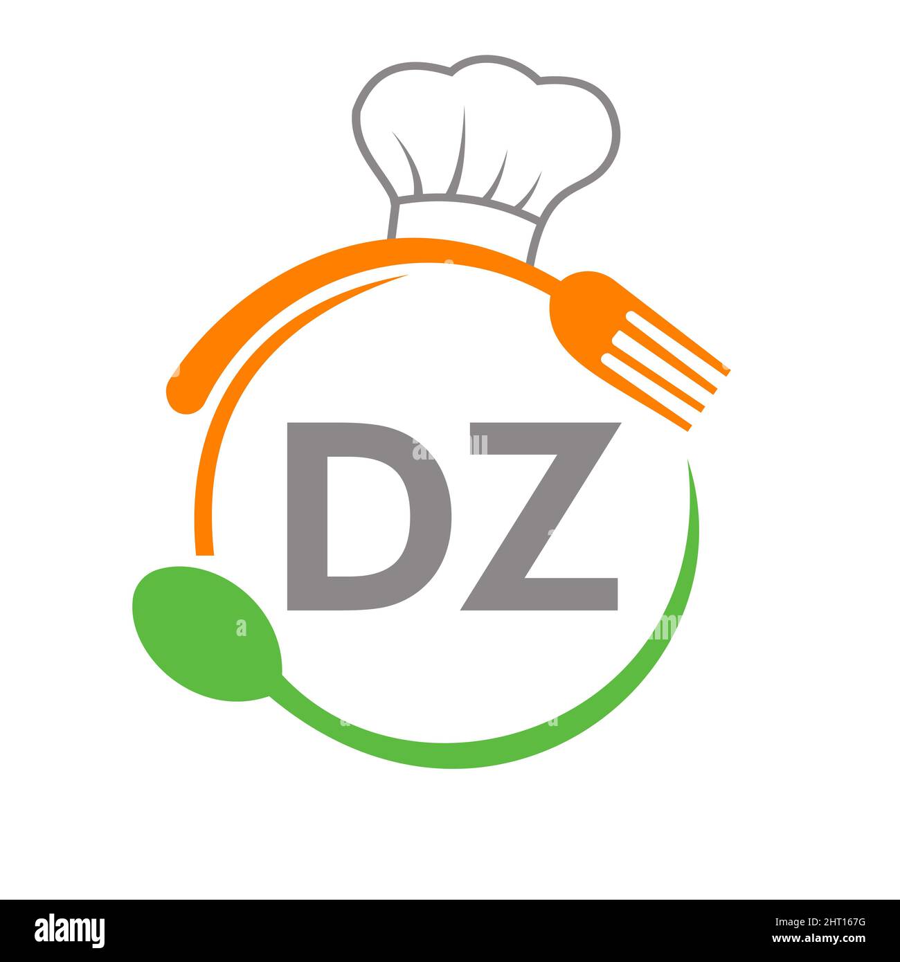 Letter DZ Restaurant Logo with Chef Hat Spoon And Fork Template ...