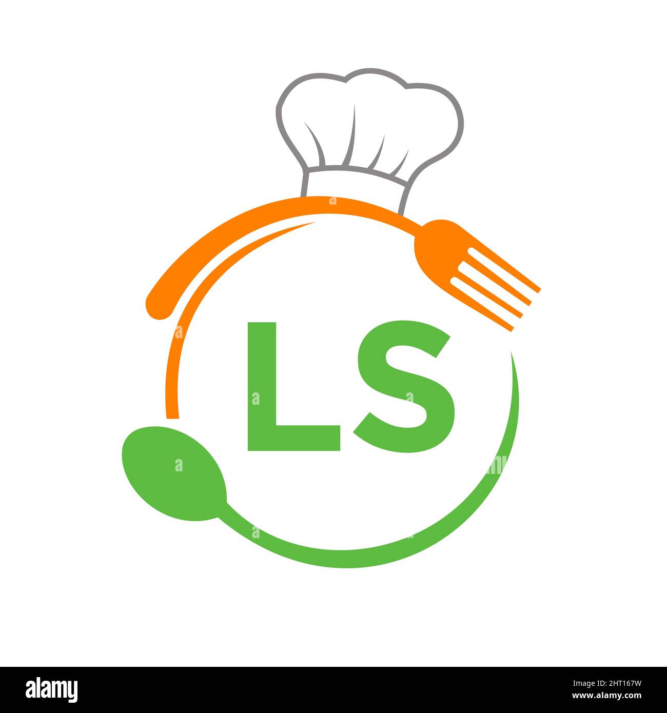 Letter LS Restaurant Logo with Chef Hat Spoon And Fork Template ...