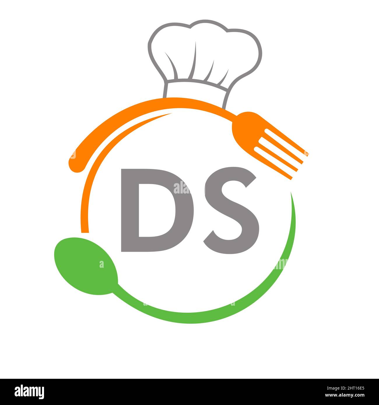 Letter DS Restaurant Logo with Chef Hat Spoon And Fork Template ...