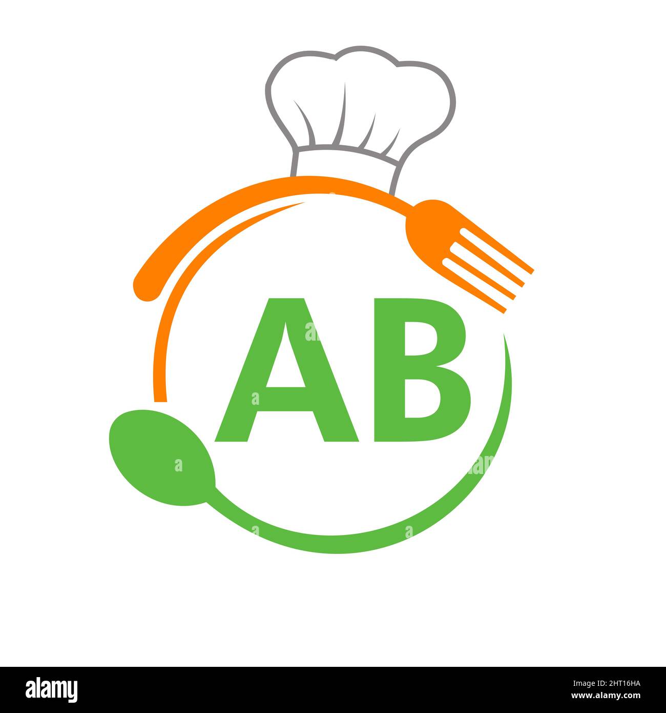 Letter AB Restaurant Logo with Chef Hat Spoon And Fork Template ...