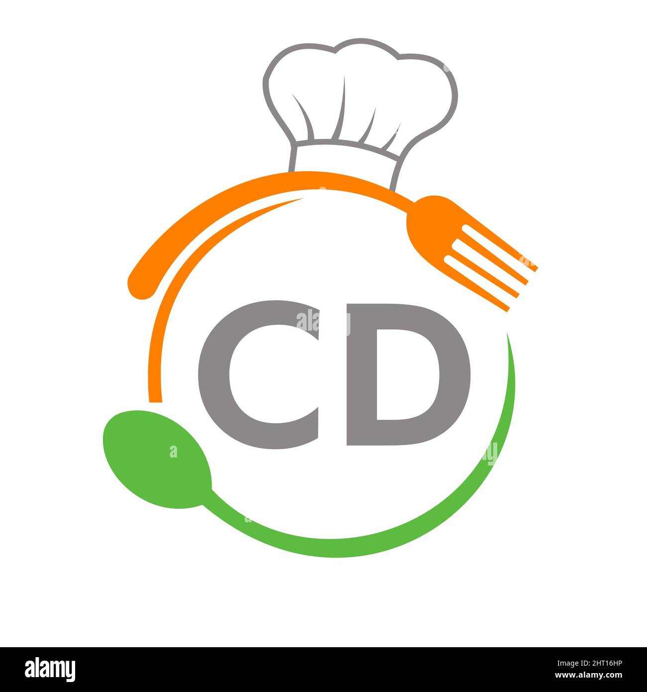 Letter CD Restaurant Logo with Chef Hat Spoon And Fork Template ...