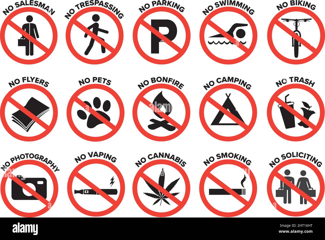 red and black forbidden sign prohibition signs vector set Stock Vector ...