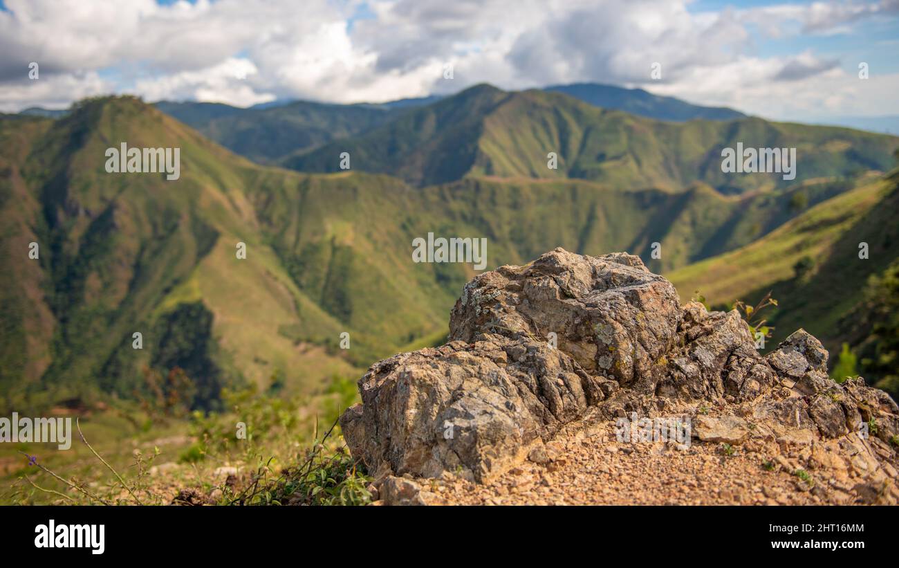 An aerial view of mountains in San Juan de la Maguana , Dominican ...