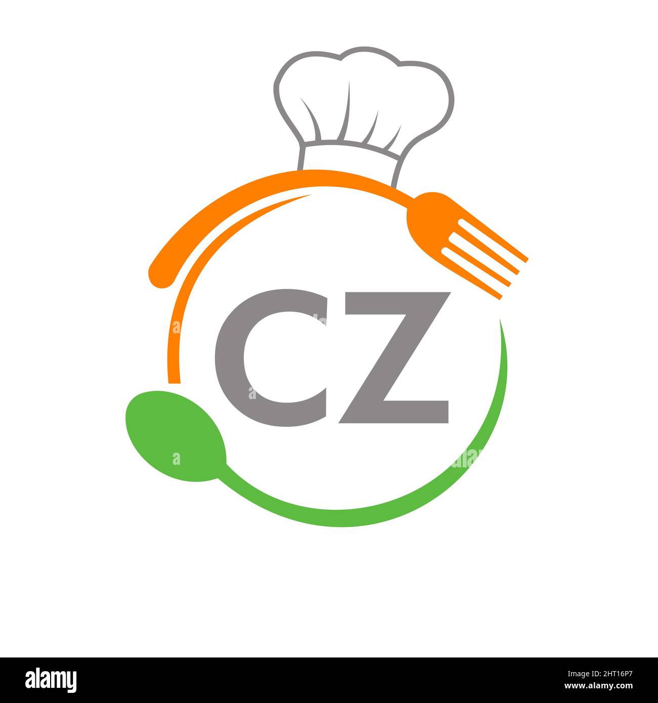 Letter CZ Restaurant Logo with Chef Hat Spoon And Fork Template ...