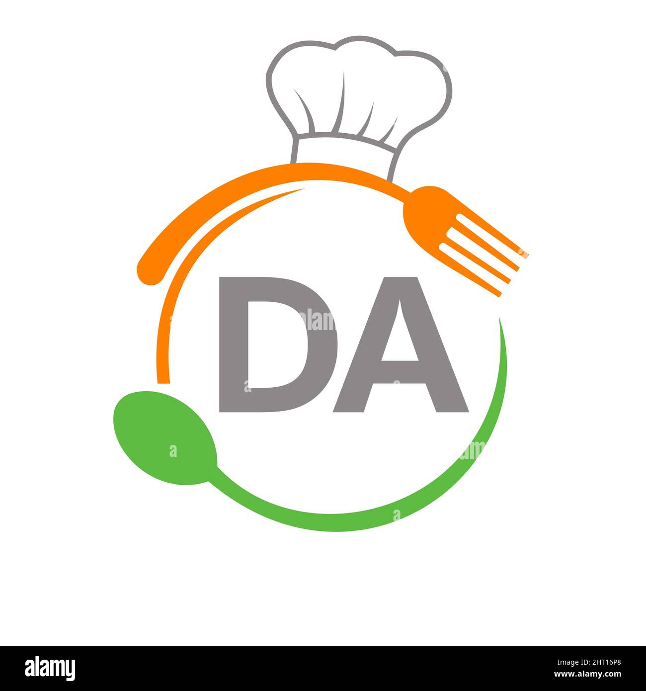 Letter DA Restaurant Logo with Chef Hat Spoon And Fork Template ...