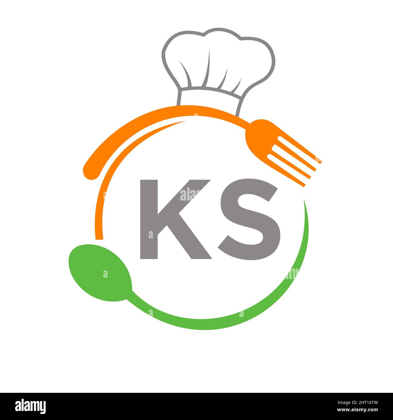 Letter KS Restaurant Logo with Chef Hat Spoon And Fork Template ...