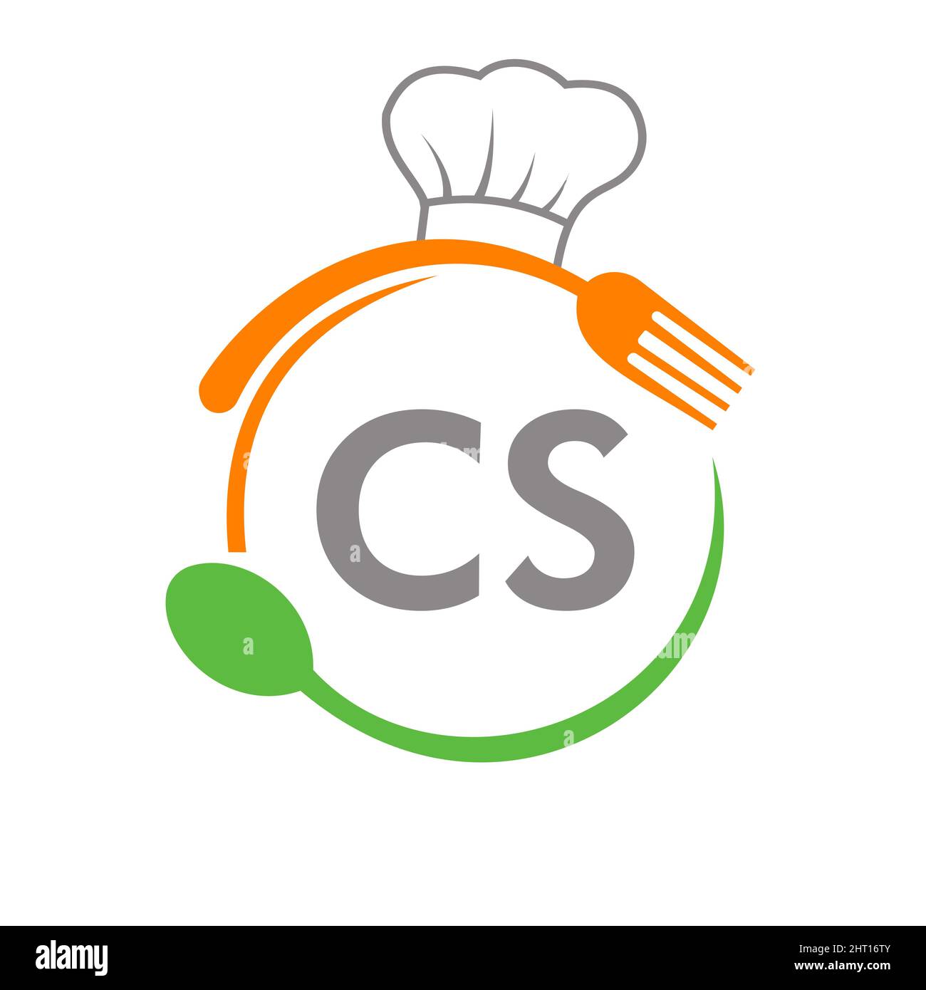 Letter CS Restaurant Logo with Chef Hat Spoon And Fork Template ...