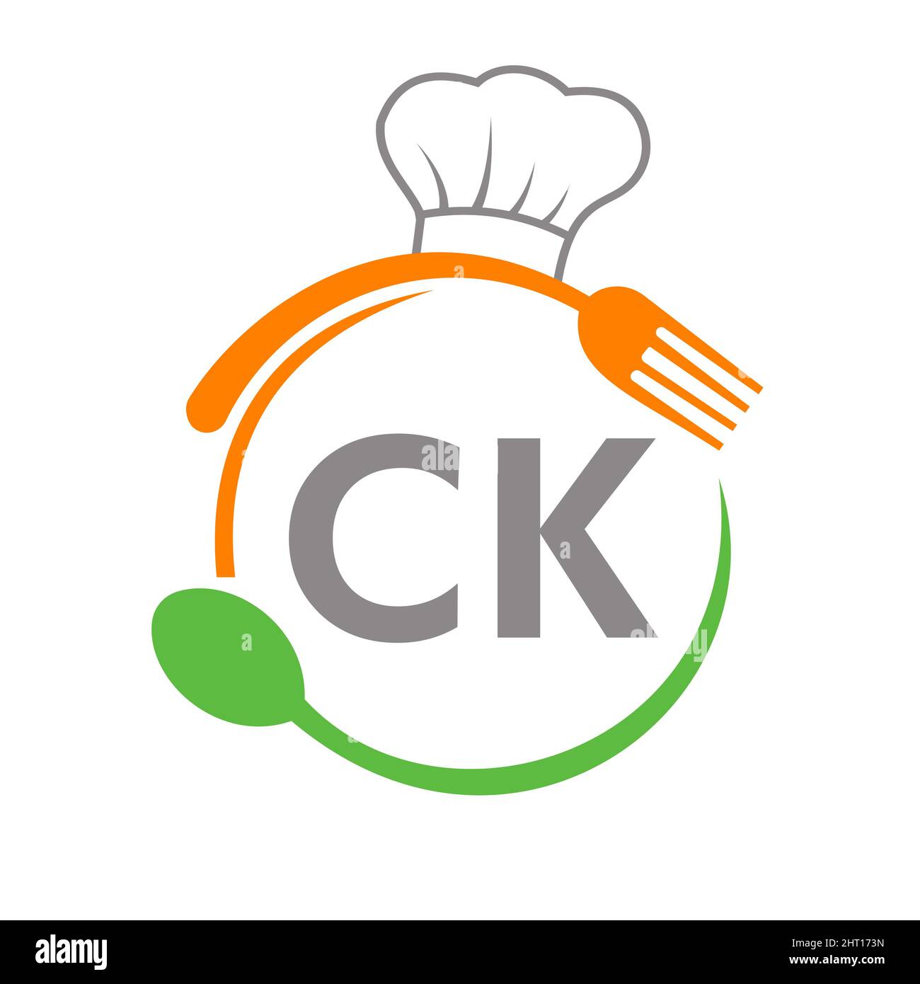Letter CK Restaurant Logo with Chef Hat Spoon And Fork Template ...