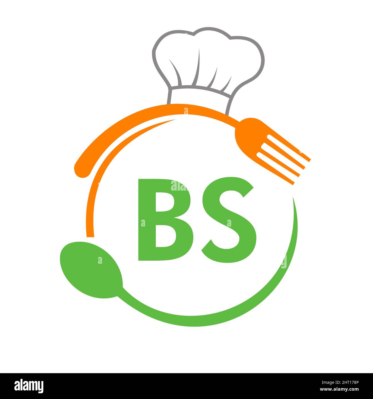 Letter BS Restaurant Logo with Chef Hat Spoon And Fork Template ...