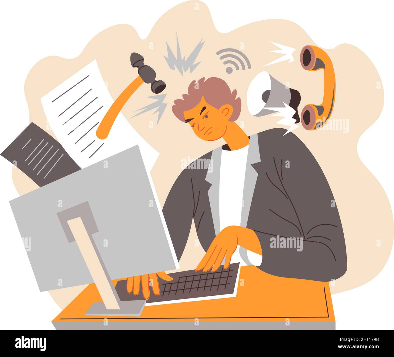 Mad Cartoon On Computer