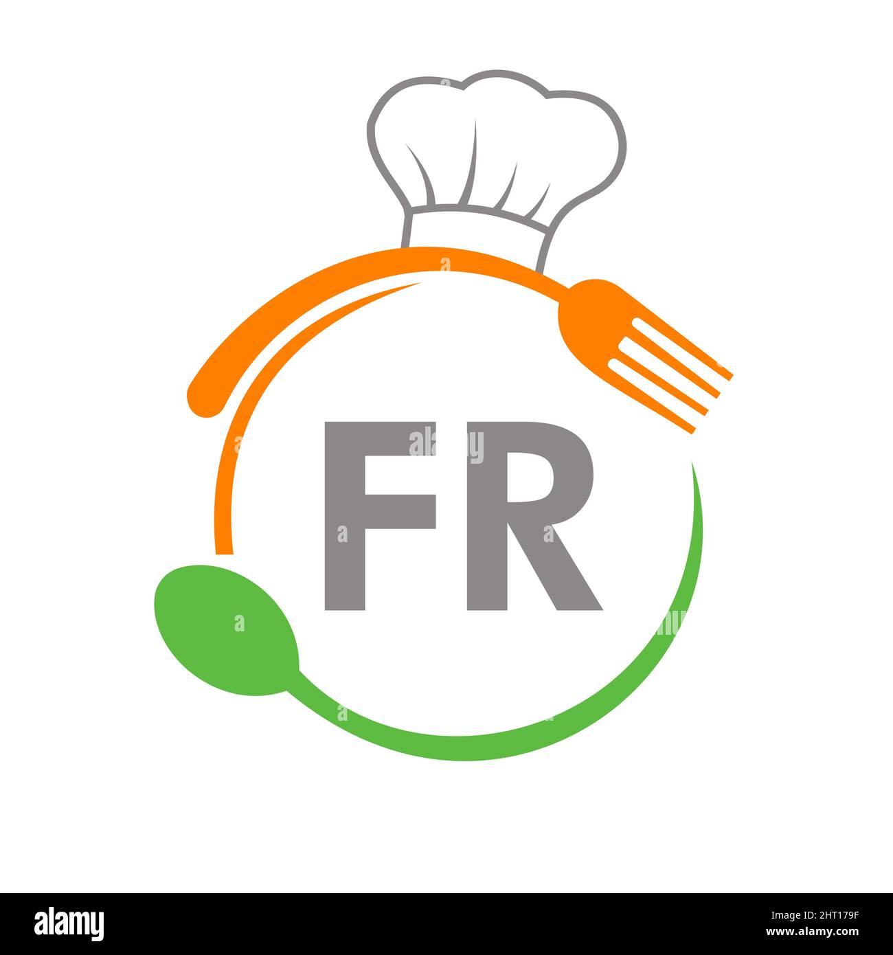 Letter FR Restaurant Logo with Chef Hat Spoon And Fork Template ...