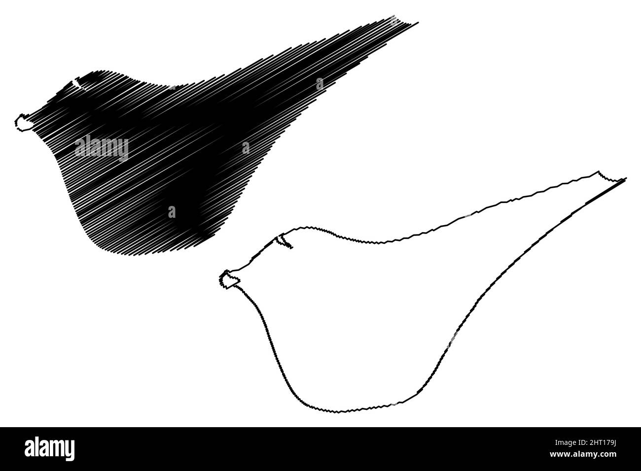 Anholt island (Kingdom of Denmark) map vector illustration, scribble ...